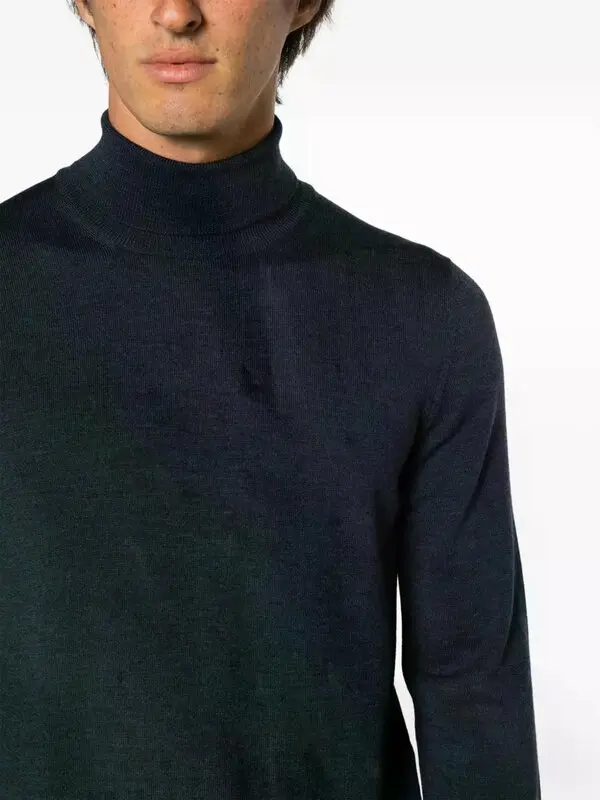 BARBA NAPOLI Roll-neck Virgin Wool Jumper - Blue