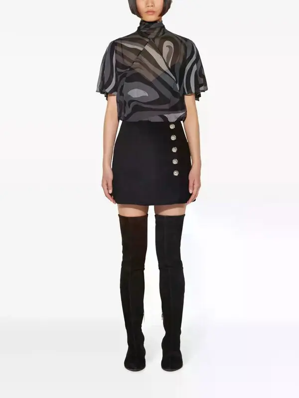 Emilio Pucci Side-button Fastening Wool Miniskirt