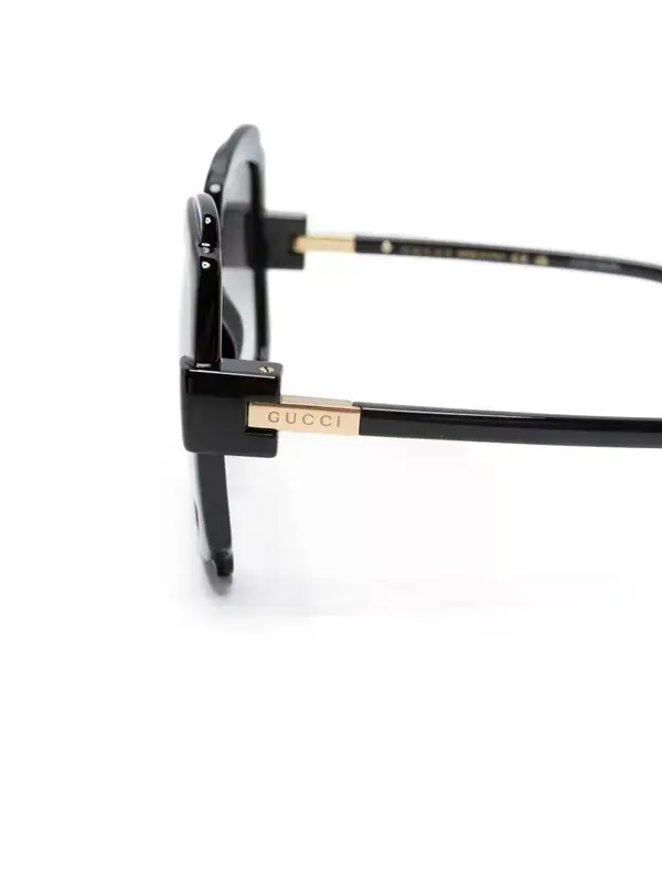 Gucci Logo Engraved Square Frame Sunglasses