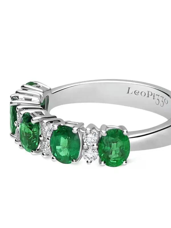 LEO PIZZO 18k White Gold Diamond And Emerald Eternity Band Ring