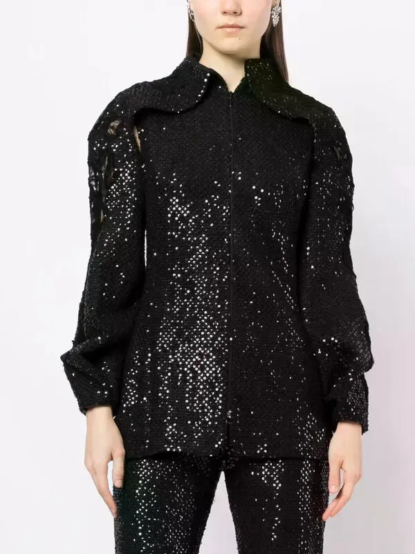 SAIID KOBEISY Sequin Embellished Ripped Jacket