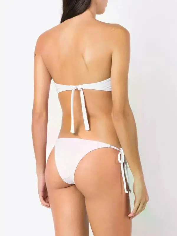 AMIR SLAMA Floral-embroidered Strapless Bikini Set