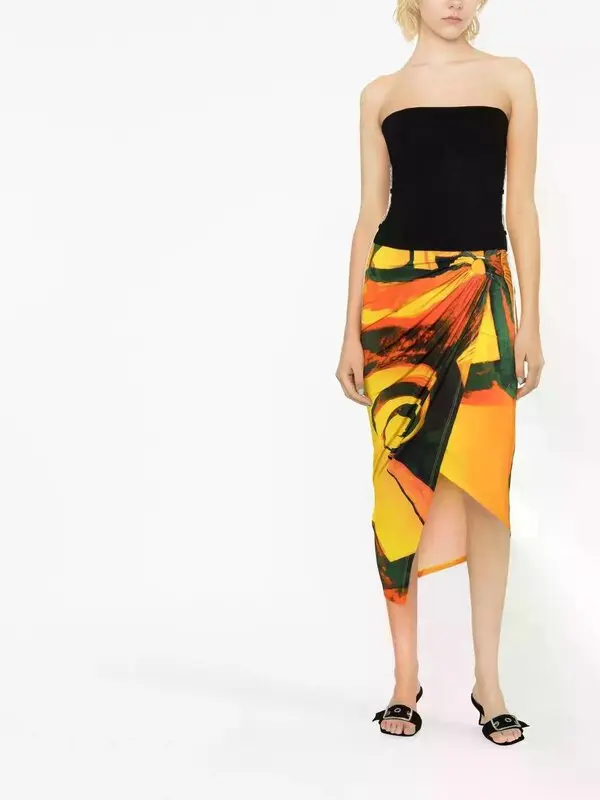 LOUISA BALLOU Coastline Checkmate-print Wrap Midi Skirt