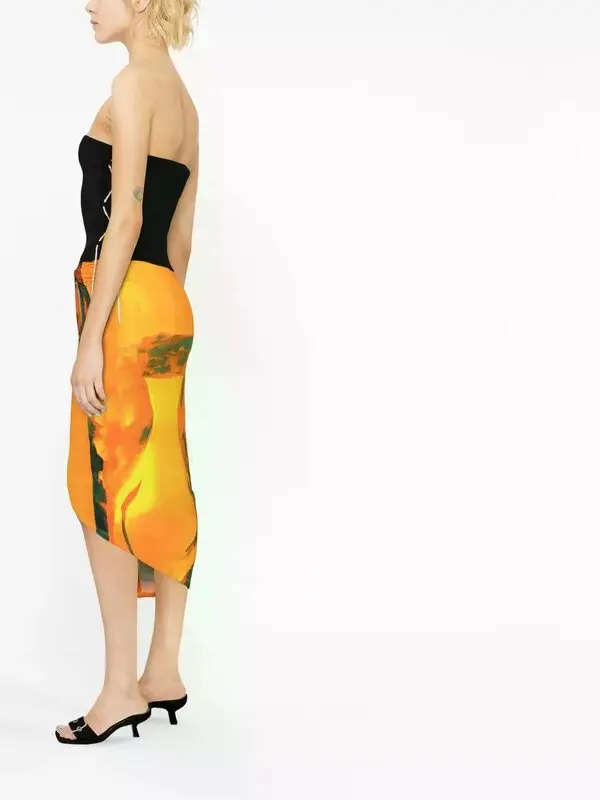 LOUISA BALLOU Coastline Checkmate-print Wrap Midi Skirt
