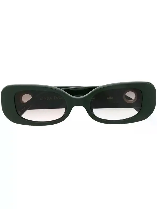 Linda Farrow Logo-plaque Square-frame Sunglasses - Green