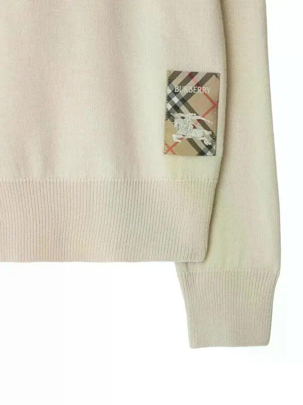 Burberry Wool Check Appliqué Crew Neck Sweater