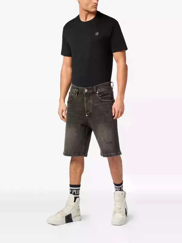 Philipp Plein Formentera Skulls Denim Shorts