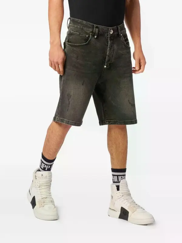 Philipp Plein Formentera Skulls Denim Shorts