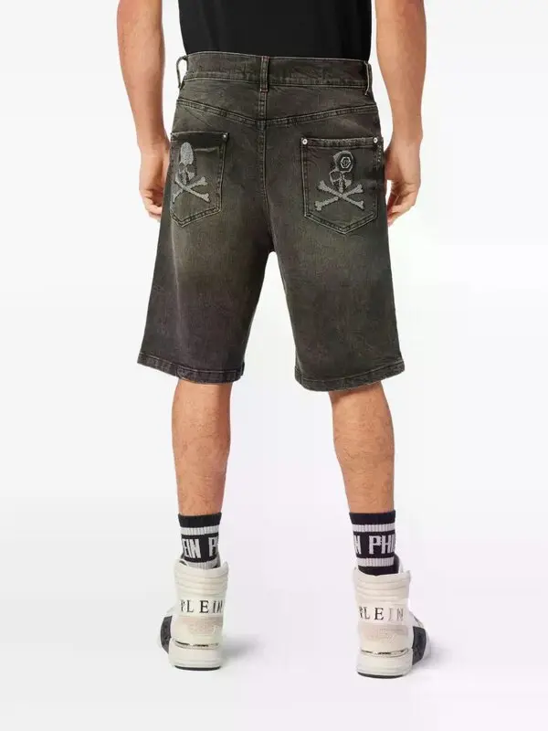 Philipp Plein Formentera Skulls Denim Shorts