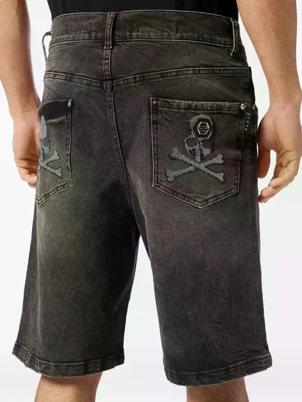 Philipp Plein Formentera Skulls Denim Shorts