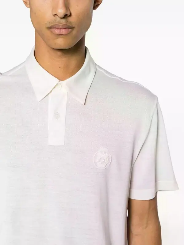 Brioni Logo-embroidered Wool Polo Shirt - Neutrals