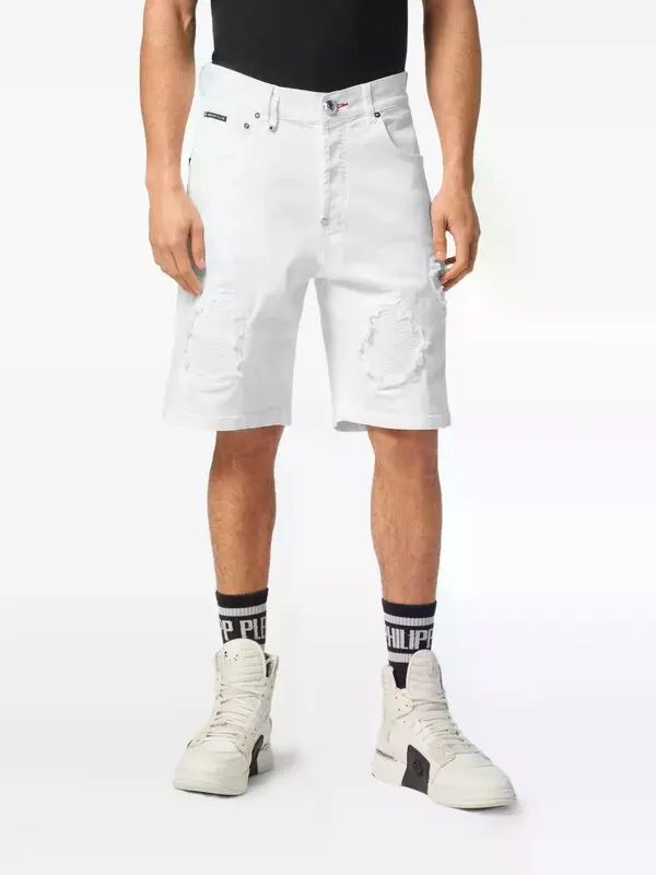 Philipp Plein Formentera Distressed Denim Shorts