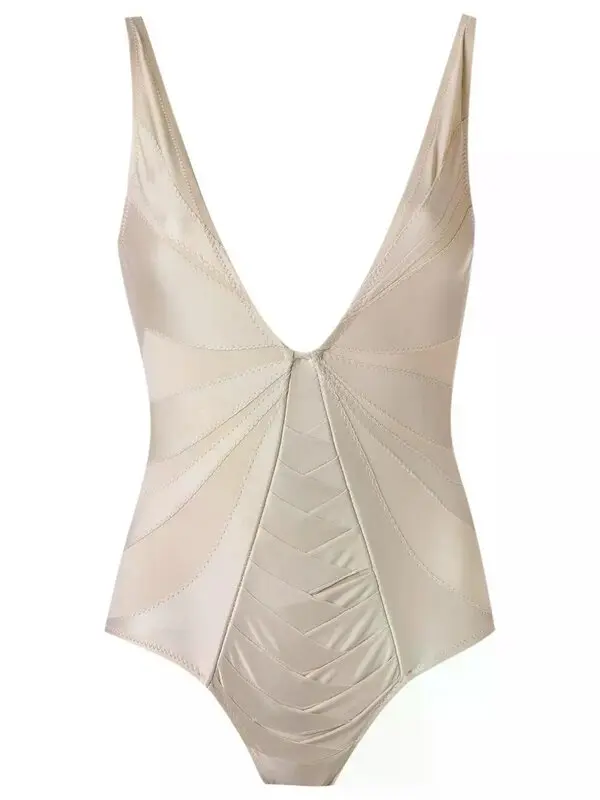 AMIR SLAMA Panelled Swimsuit - Neutrals