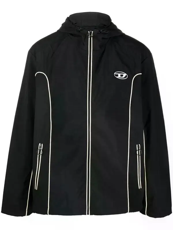 DIESEL® J-hives Logo-appliqué Windbreaker - Black