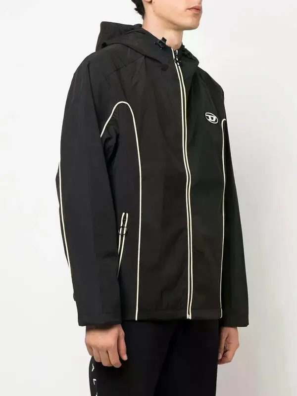 DIESEL® J-hives Logo-appliqué Windbreaker - Black