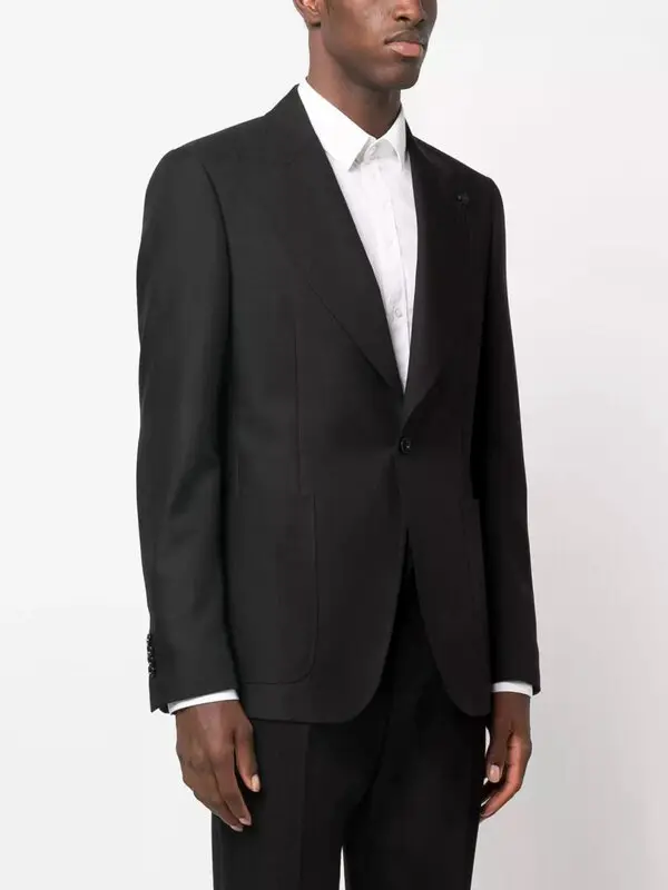 LARDINI Safety Pin-detail Single-breasted Blazer - Black
