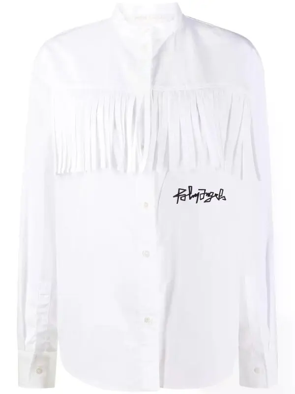 Palm Angels Logo Embroidered Fringed Shirt
