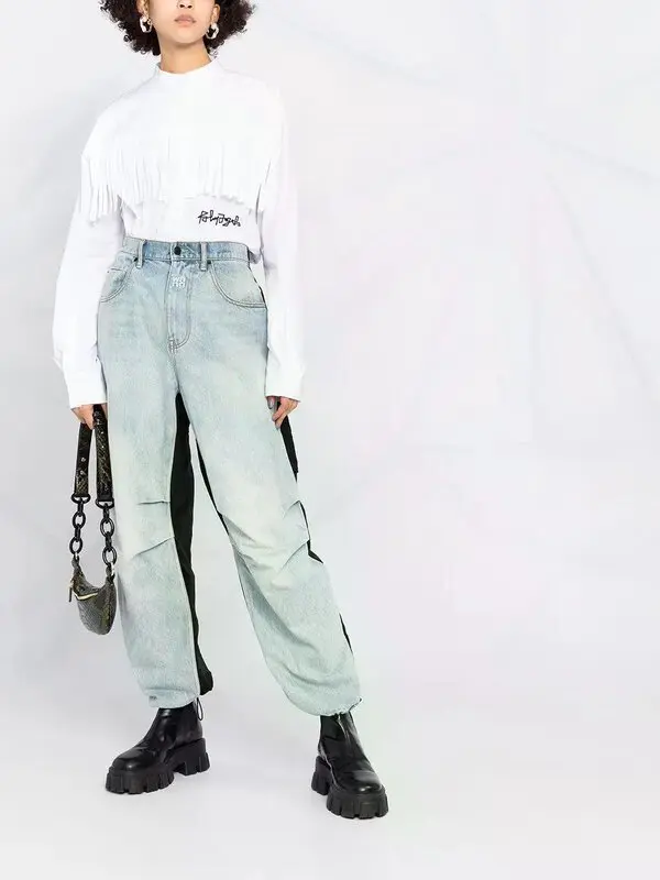 Palm Angels Logo Embroidered Fringed Shirt