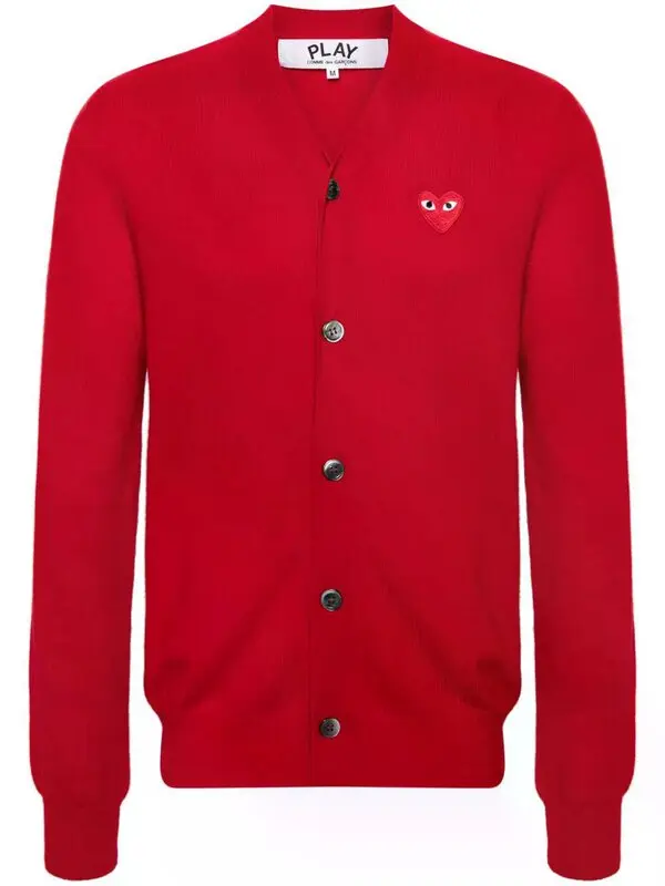Play Comme Des Garcon Logo-appliqué Wool Cardigan