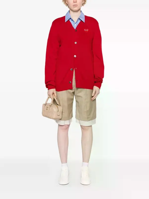 Play Comme Des Garcon Logo-appliqué Wool Cardigan