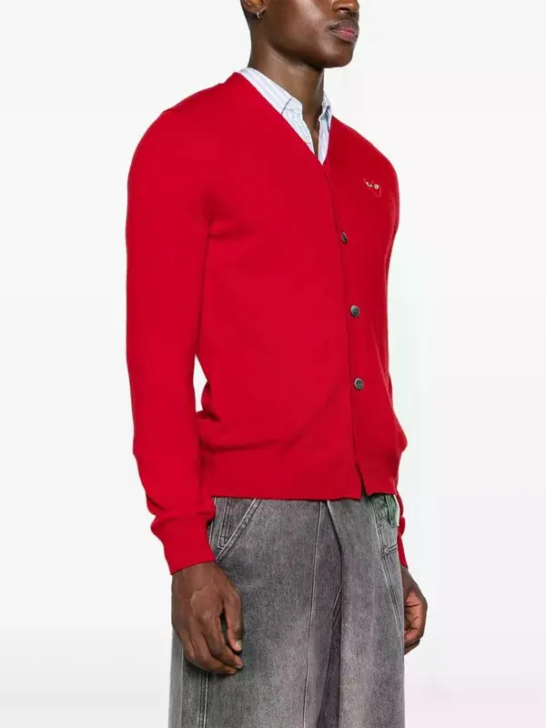 Play Comme Des Garcon Logo-appliqué Wool Cardigan