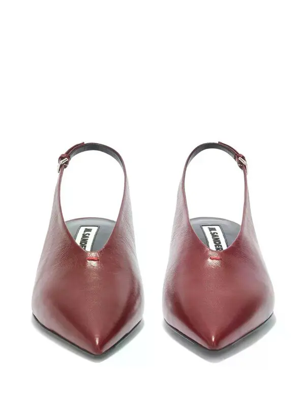 JIL SANDER 45mm Slingback Leather Pumps - Red