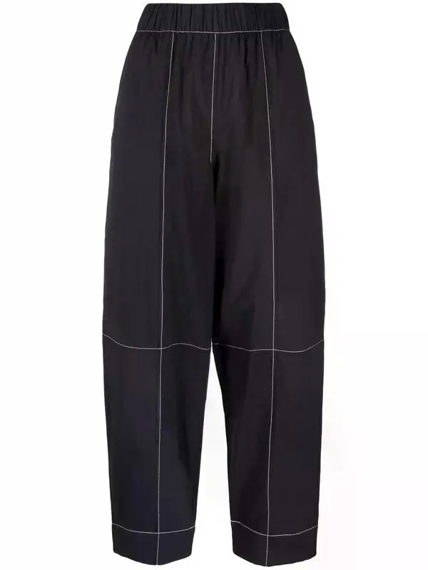 GANNI Contrast-stitching Straight Trousers