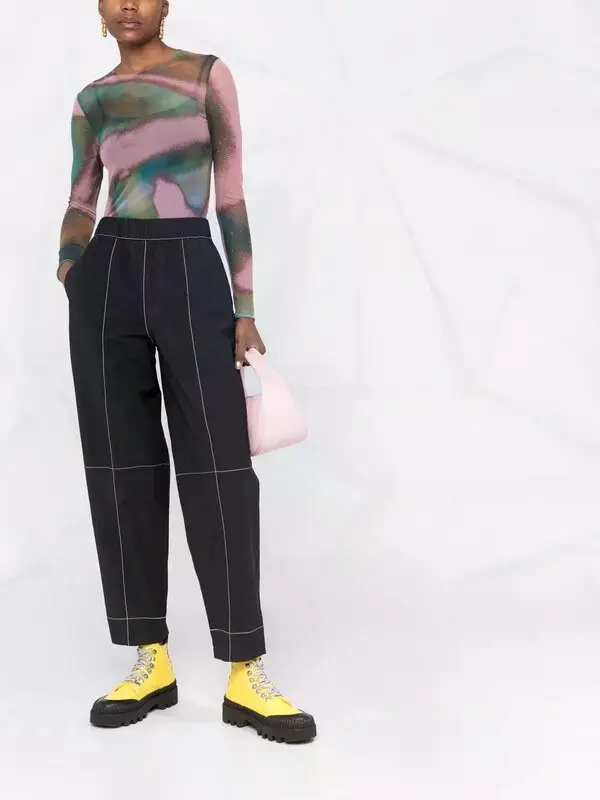 GANNI Contrast-stitching Straight Trousers