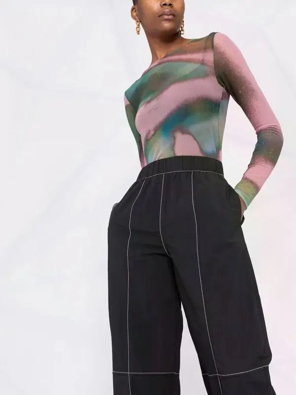 GANNI Contrast-stitching Straight Trousers