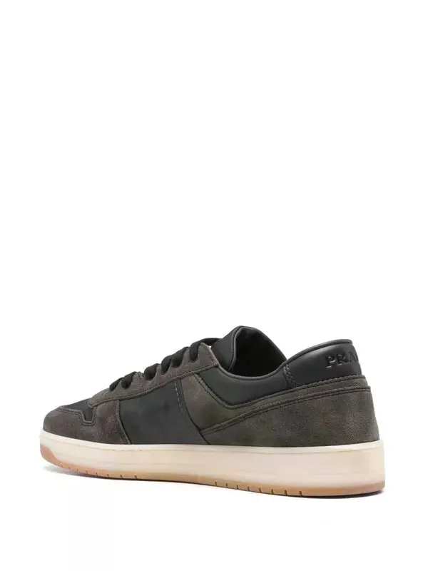 Prada Downtown Leather And Suede Sneakers - Grey