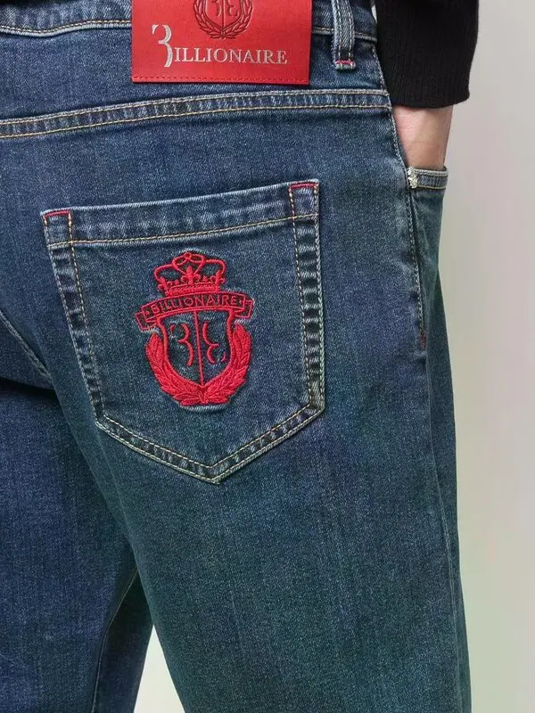 BILLIONAIRE Logo-embroidered Jeans - Blue