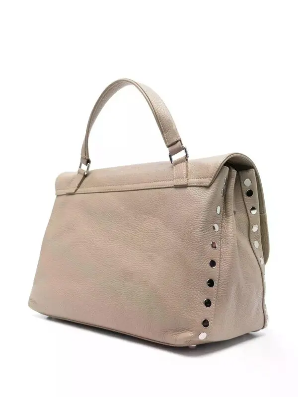 ZANELLATO Stud-embellished Turn-lock Clutch Bag - Neutrals