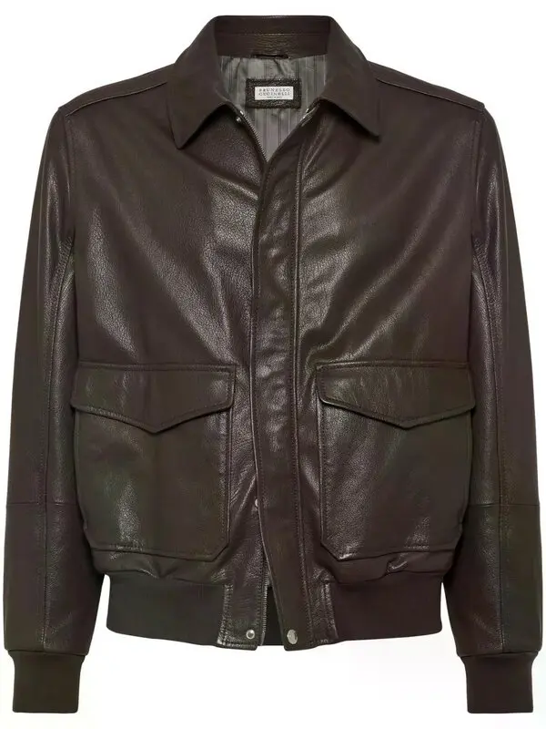 Brunello Cucinelli Aviator Leather Jacket