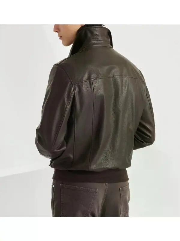 Brunello Cucinelli Aviator Leather Jacket