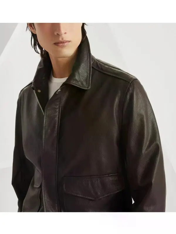 Brunello Cucinelli Aviator Leather Jacket