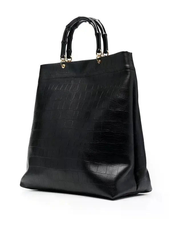JIL SANDER Embossed Bamboo-handle Tote Bag