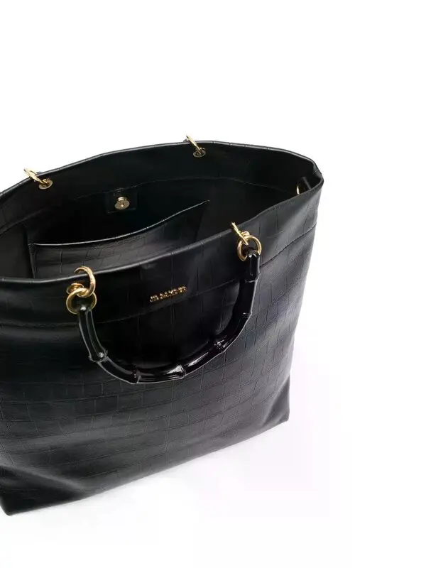 JIL SANDER Embossed Bamboo-handle Tote Bag