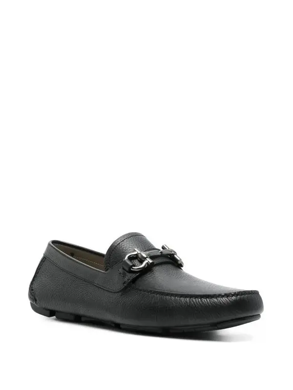 FERRAGAMO Gancini Slip-on Leather Loafers - Black