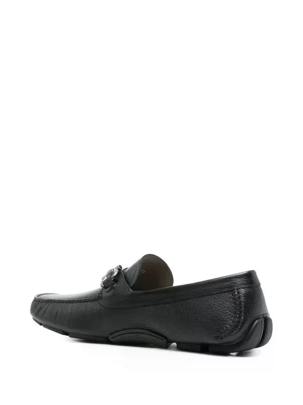 FERRAGAMO Gancini Slip-on Leather Loafers - Black