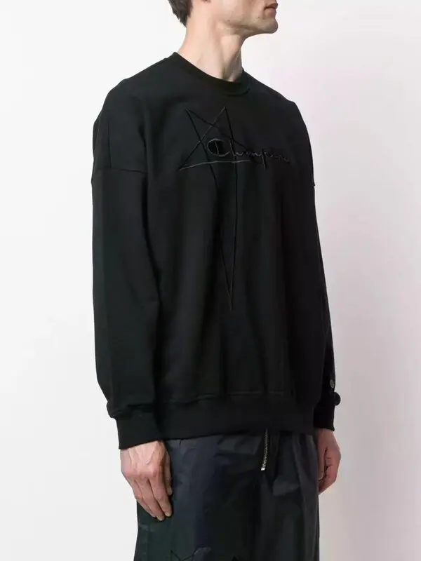 Rick Owens Logo-embroidered Pullover Sweatshirt - Black