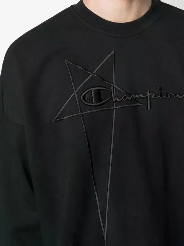 Rick Owens Logo-embroidered Pullover Sweatshirt - Black