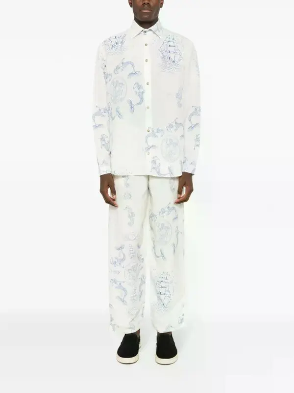 AMIR SLAMA Graphic-print Straight-leg Trousers