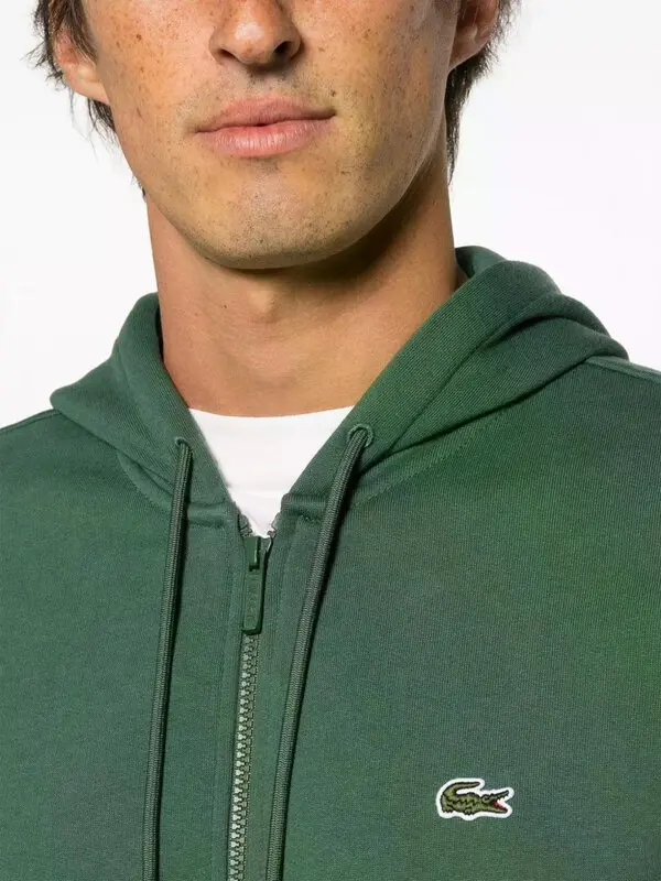Lacoste Logo-embroidered Zip-up Hoodie - Green