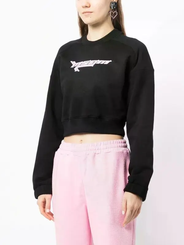 MSGM Logo-print Cropped Sweatshirt