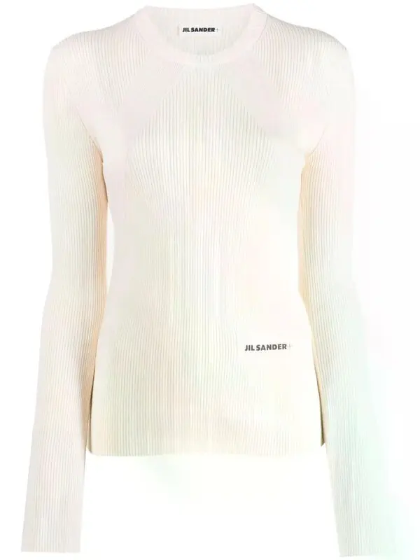 JIL SANDER Logo-patch Ribbed-knit Top