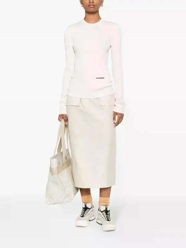 JIL SANDER Logo-patch Ribbed-knit Top