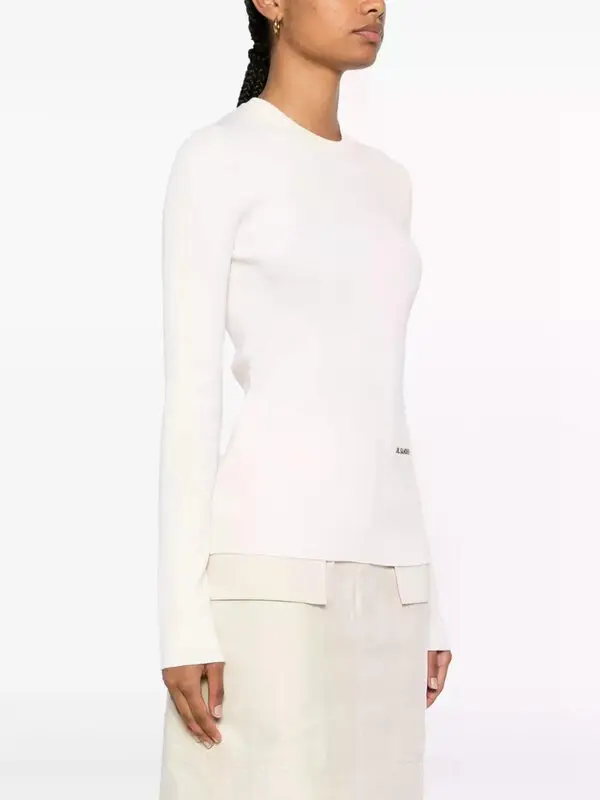JIL SANDER Logo-patch Ribbed-knit Top