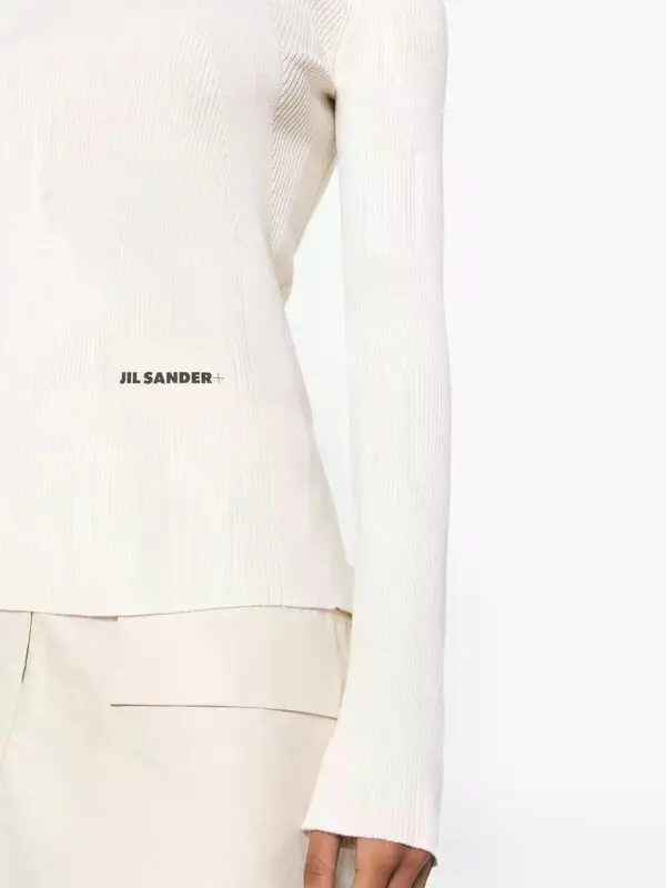 JIL SANDER Logo-patch Ribbed-knit Top