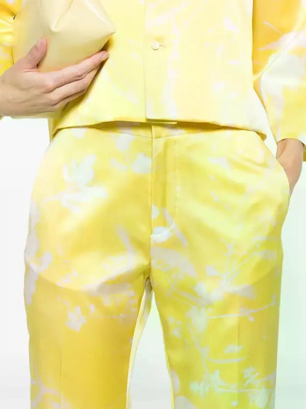 Fabiana Filippi Silk Leaf Print Trousers
