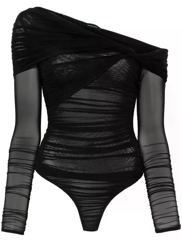 MUGLER Off-shoulder Ruched Bodysuit
